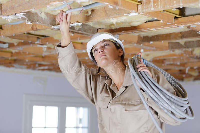 Electrical Team Wiring Room Stock Photo - Image of indoors, electricity ...