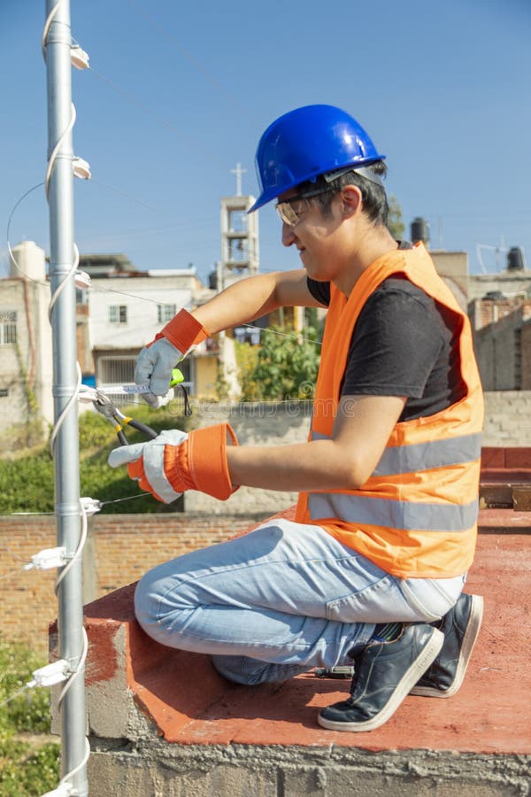 Electrical Technician Man Working Stock Photo - Image of fixing, sanity ...