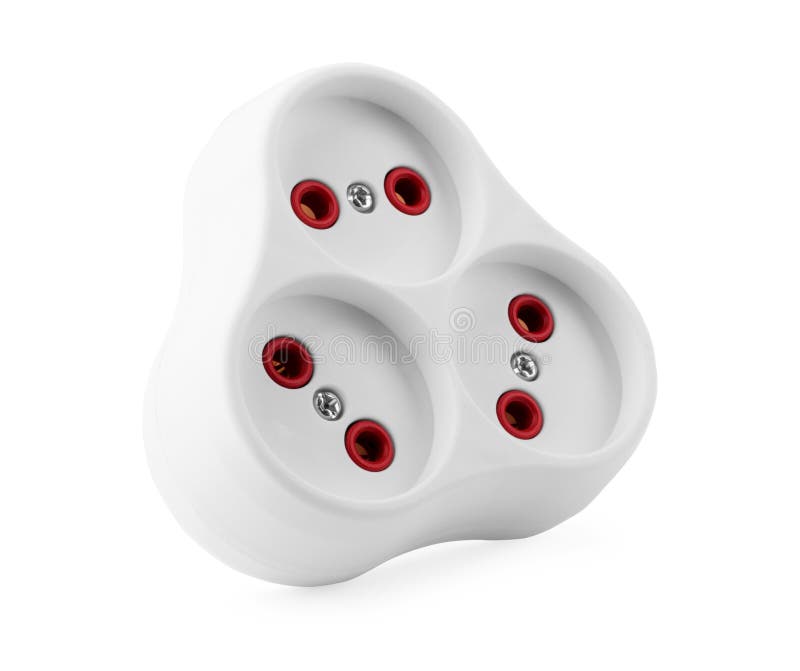 Electrical Tee Isolated on White . Triple Electrical Socket Adapter ...