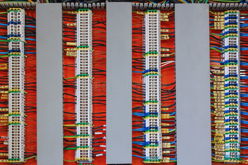 Electrical Terminal in Junction Box. Electrical Wires and Cables Stock ...