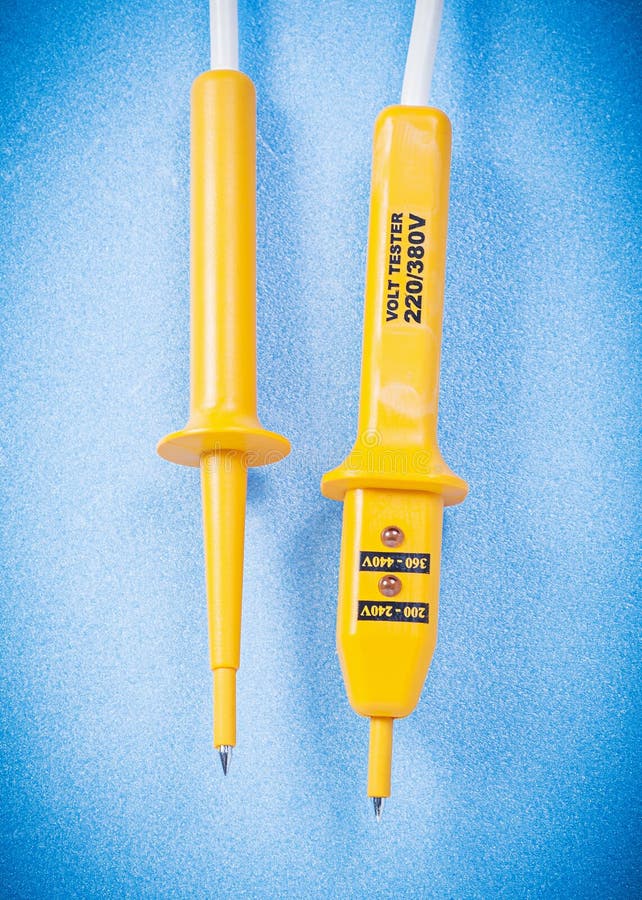 Electrical Tester on Blue Background Top View Electricity Concep Stock ...