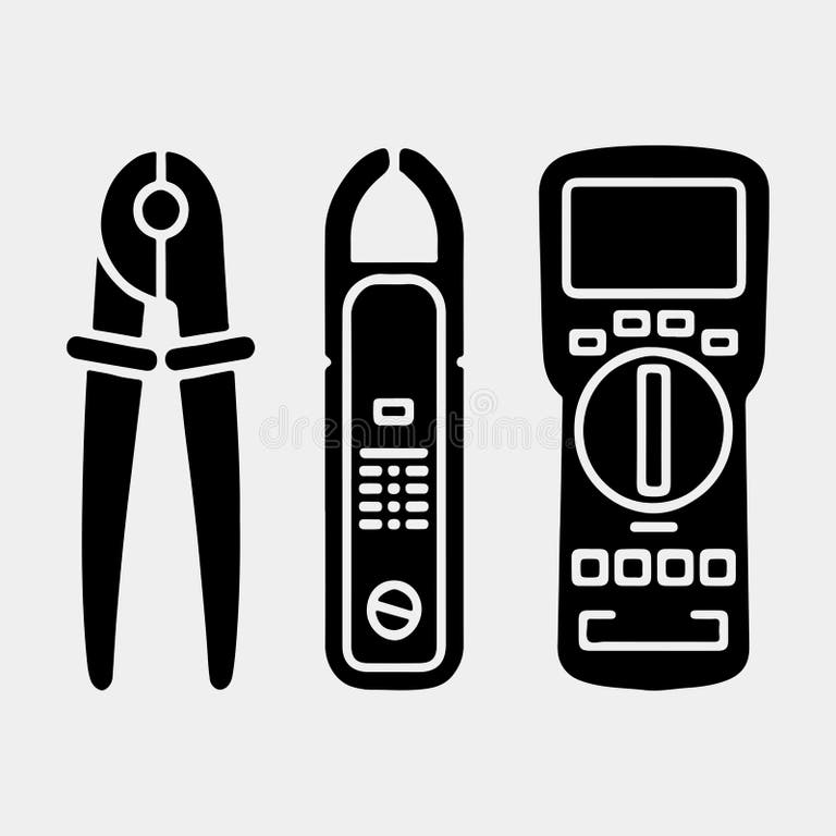 Electrical Testing Tools Set Silhouette Stock Vector - Illustration of ...