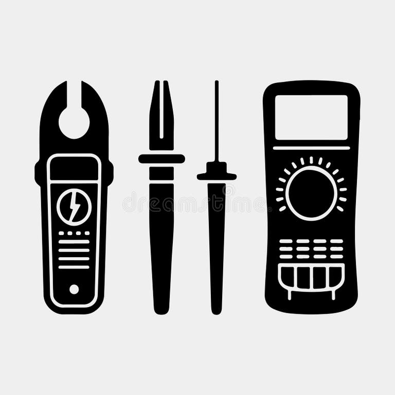 Electrical Testing Tools Set Silhouette Stock Vector - Illustration of ...
