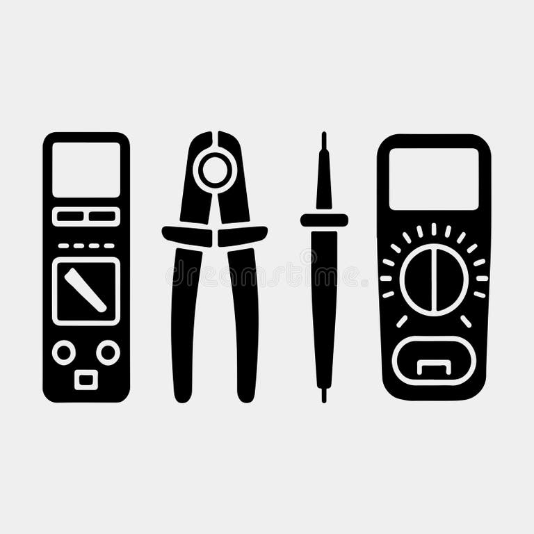 Electrical Testing Tools Set Silhouette Stock Vector - Illustration of ...