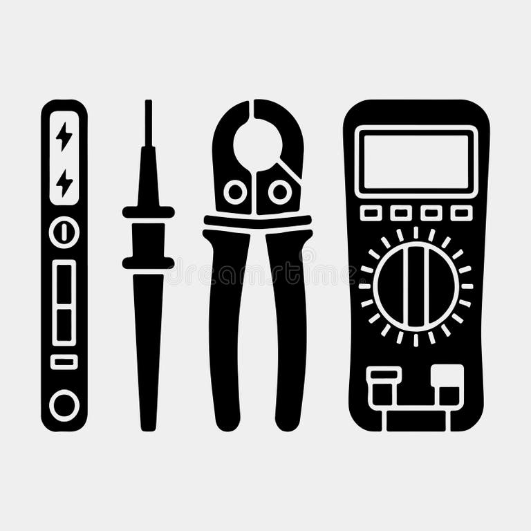 Electrical Testing Tools Set Silhouette Stock Vector - Illustration of ...