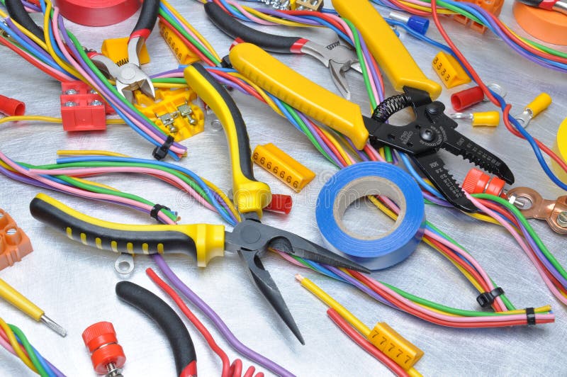 Electrical Tool and Component Kit Stock Photo - Image of chaos, device ...