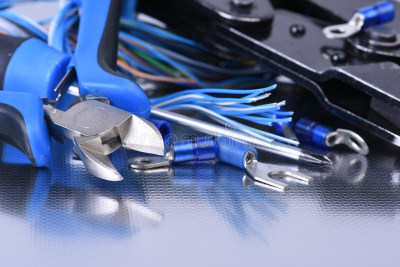 Electrical Tool on Metal Background Stock Photo - Image of instrument ...