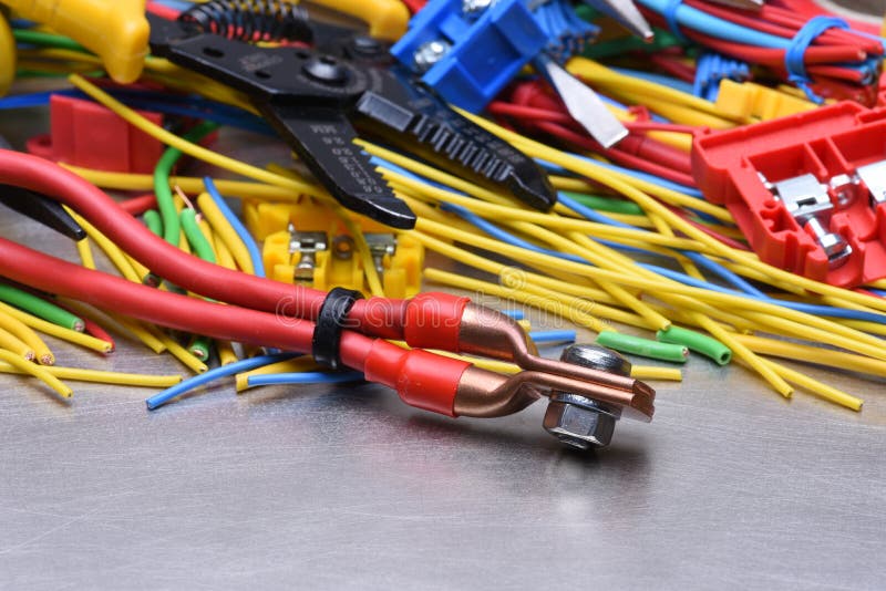 Electrical Tools and Cables Used in Electrical Installations Stock ...