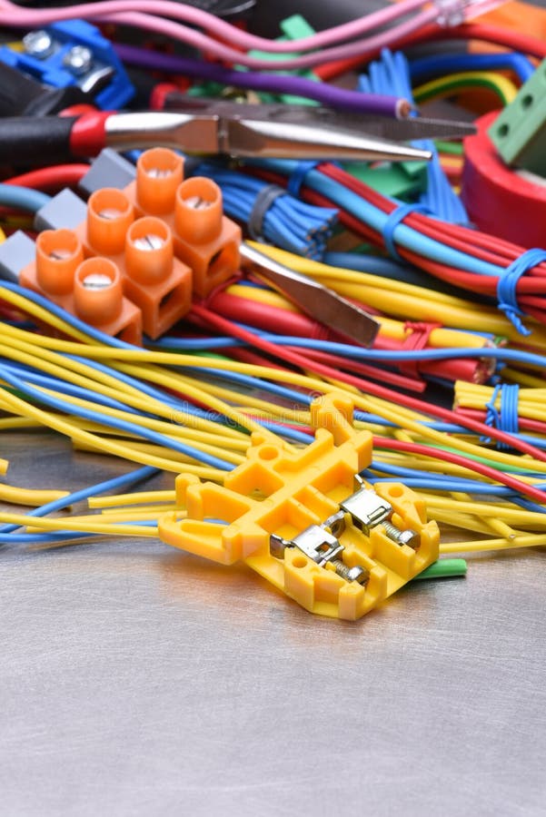 Electrical Tools and Cables Used in Electrical Installations Stock ...