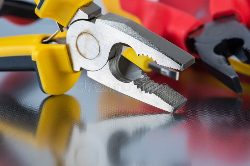 Electrical Tools on Metal Shiny Table Stock Photo - Image of table ...