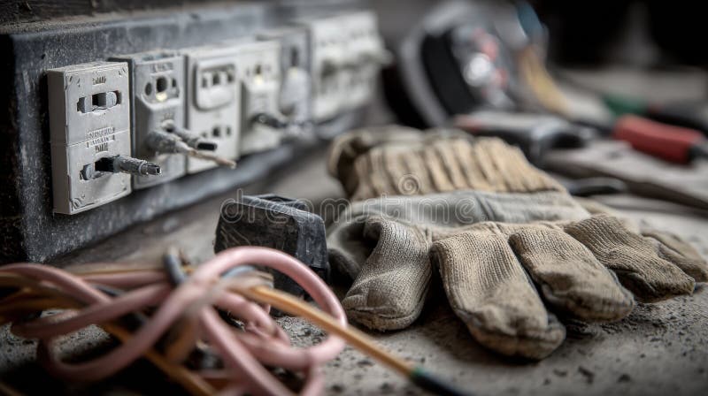 Electrical Tools and Safety Equipment on Construction Site Stock ...