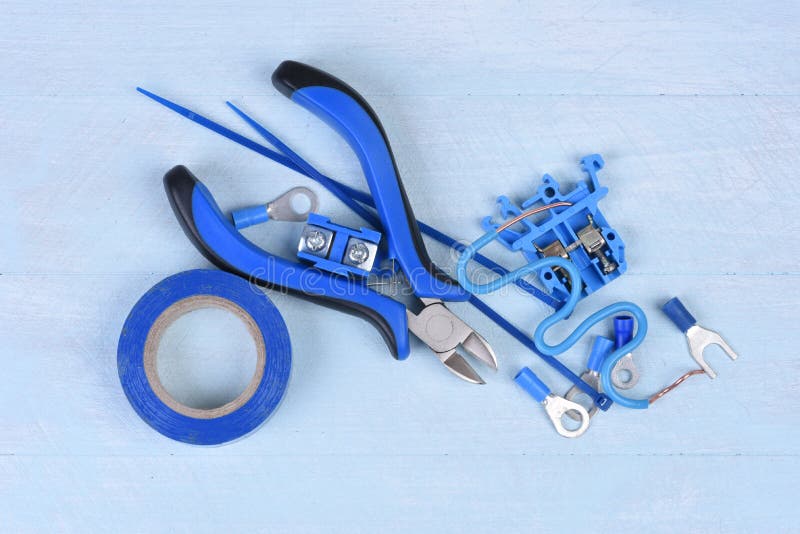 Electrical Tools on Wooden Table Stock Photo - Image of group, industry ...