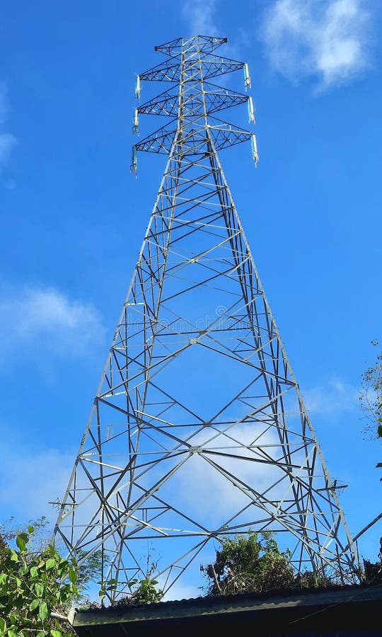 Electrical tower blue sky stock photo. Image of mast - 261745912
