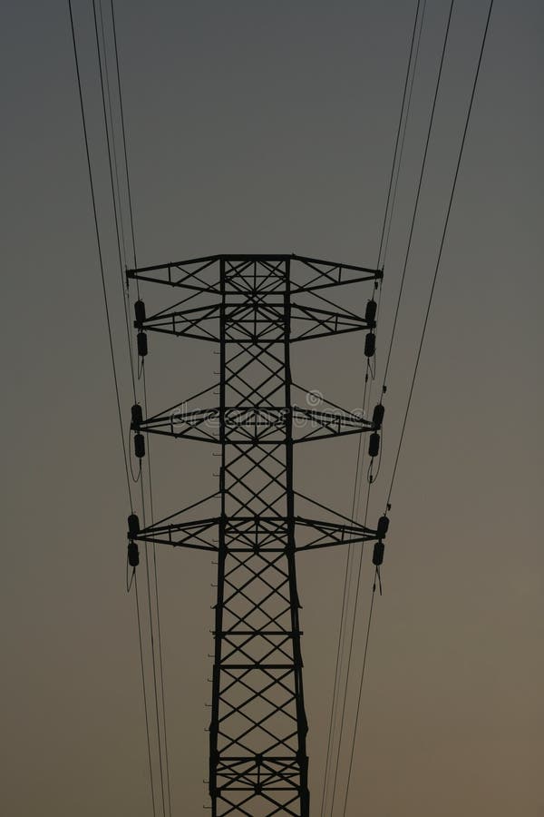 Electrical Tower and Cables in the Morning Stock Image - Image of ...