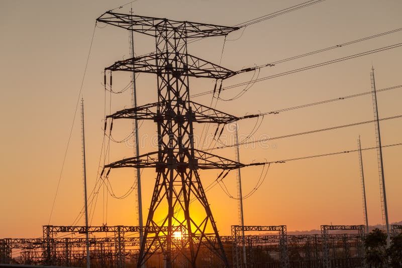 Electrical Tower Distribution Station Stock Image - Image of ...