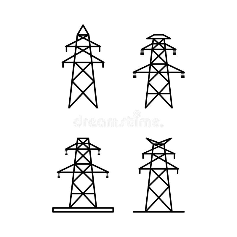 Electrical Tower Icon on White Background. Flat Style. Electricity Sign ...