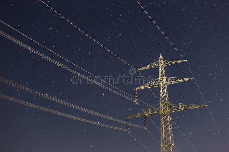 Electrical Tower at Night stock image. Image of night - 33319185