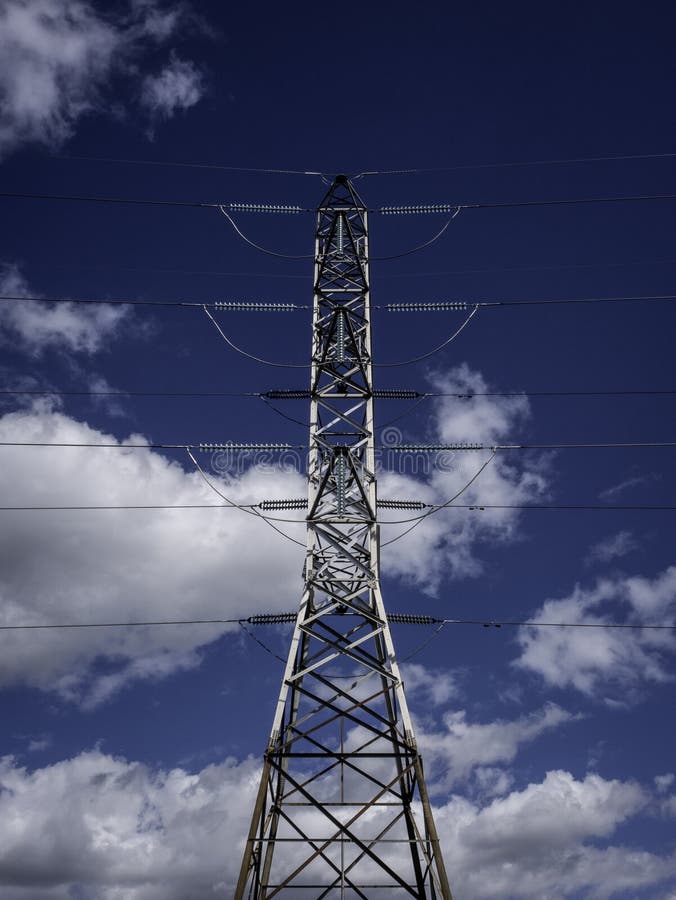 Electrical Tower and Power Lines Stock Image - Image of clouds, power ...