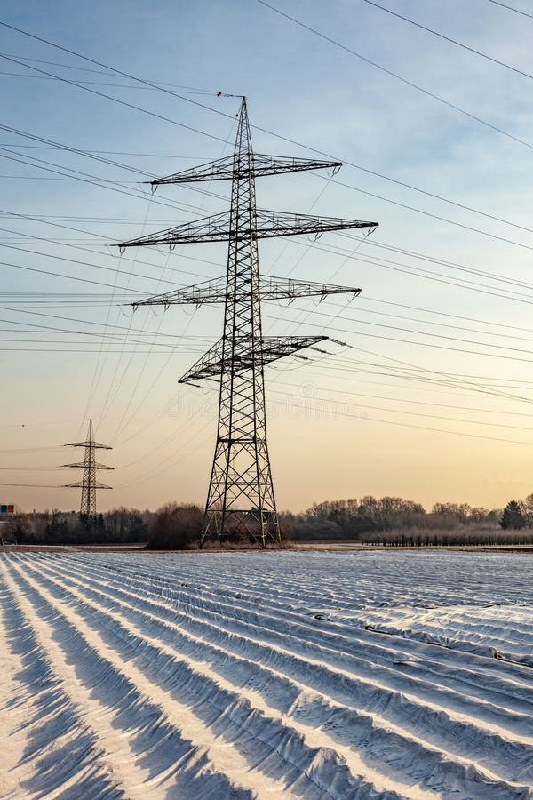 Electrical Tower in Rural Landscape with Field in Foil To Be Protected ...