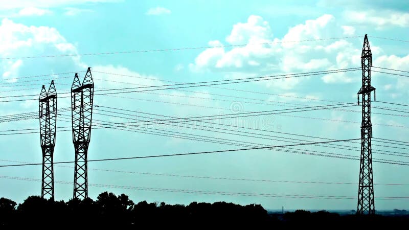 Electrical Towers on the Background of Mountains. Stock Footage - Video ...
