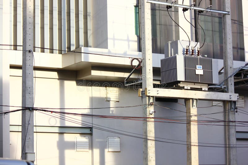 Electrical Transformer Install on Pole Supply Power To Building Stock ...