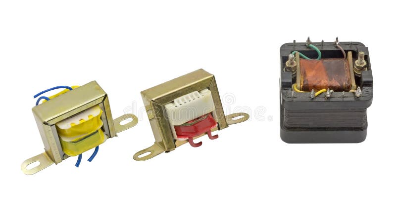 Small Electrical Transformers on White Stock Image - Image of primary ...