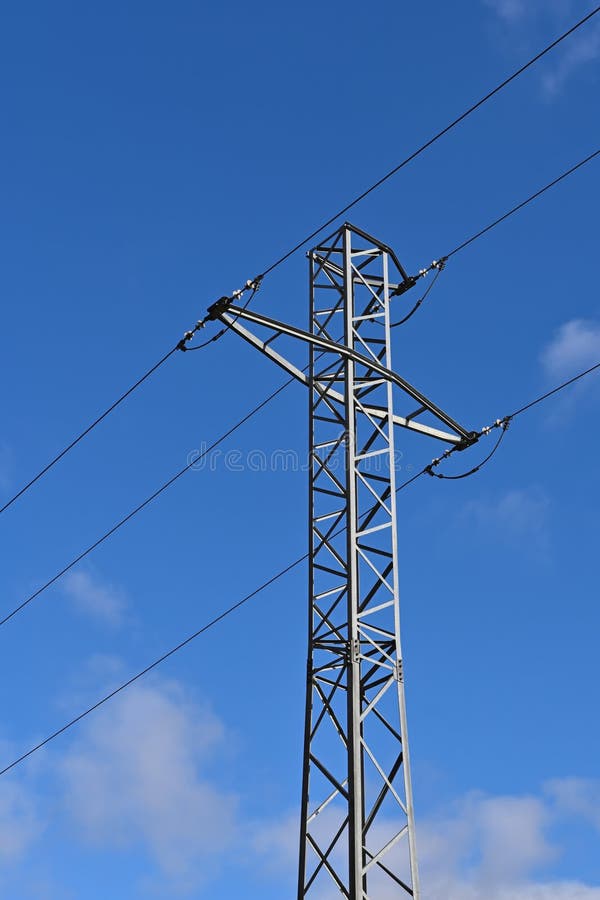 Electrical Transmission Pole Stock Photo - Image of clouds, electricity ...
