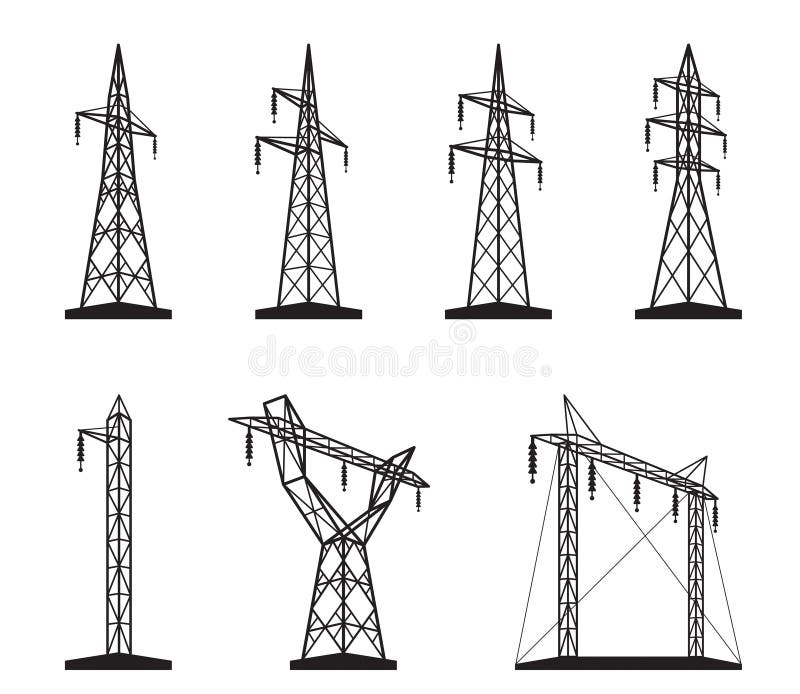 Electrical Transmission Tower Types Stock Vector - Illustration of ...