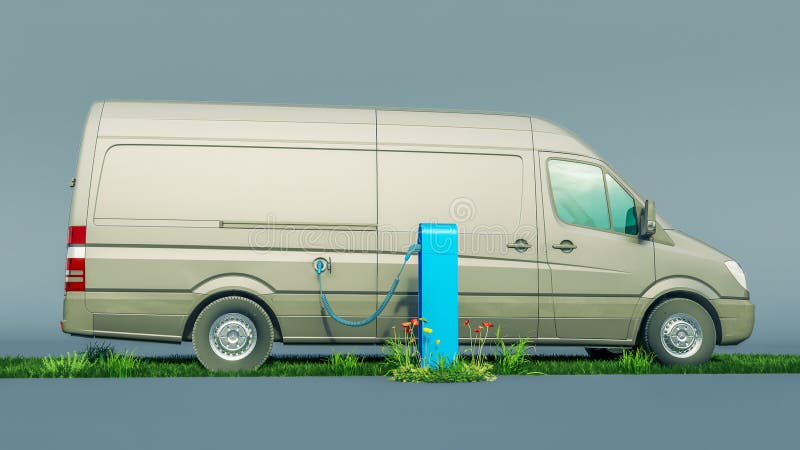 Electrical Truck at a Charging Station Stock Illustration ...