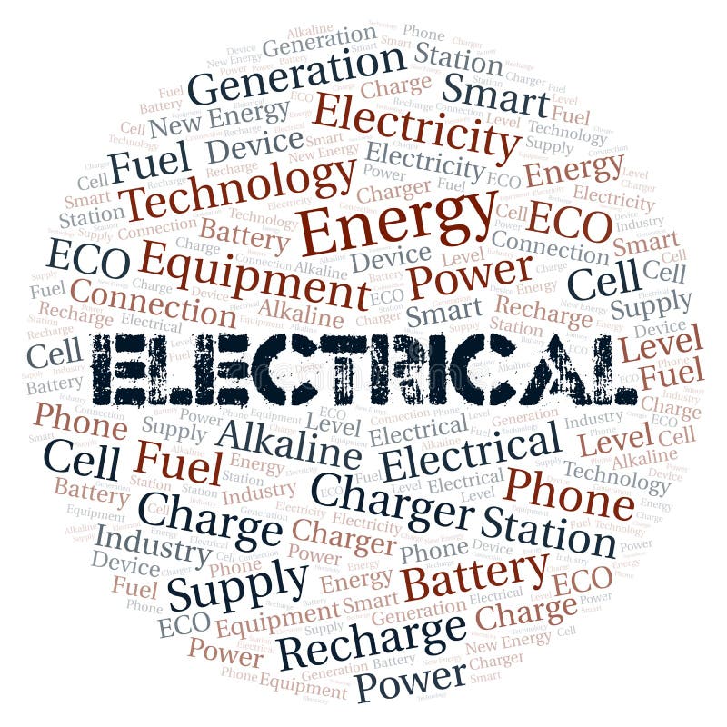 Electrical Typography Word Cloud Create with the Text only. Stock ...