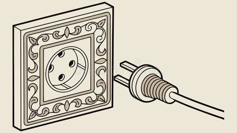 Electrical Wall Socket with Plug Being Inserted Power Connection Symbol ...
