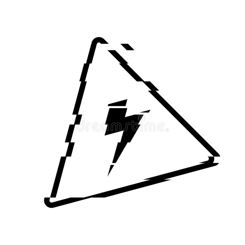 Electrical Warning Sign. Black Silhouette with Glitch Effect Isolated ...