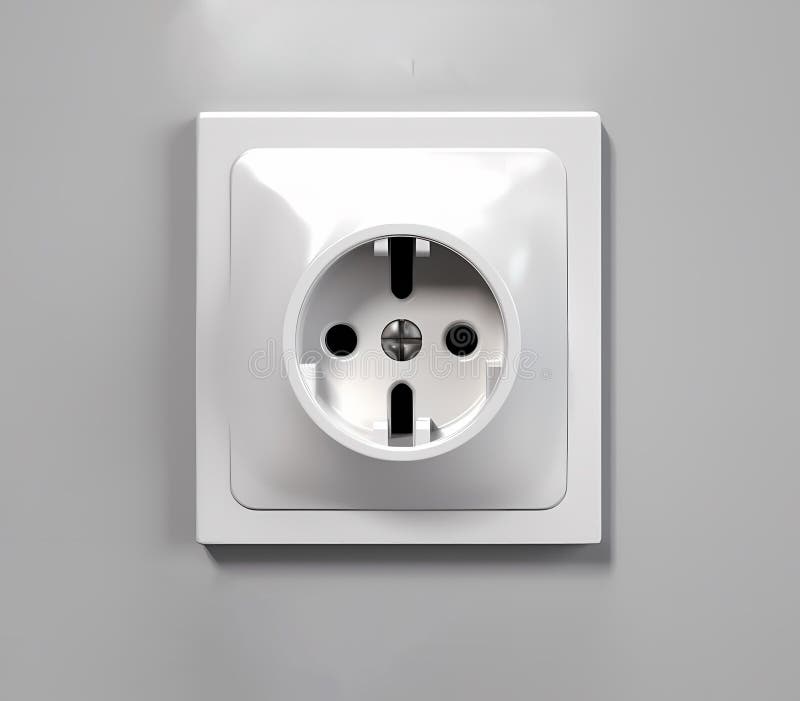 Electrical, White Socket Isolated on a White Wall. Blank Copy Space ...