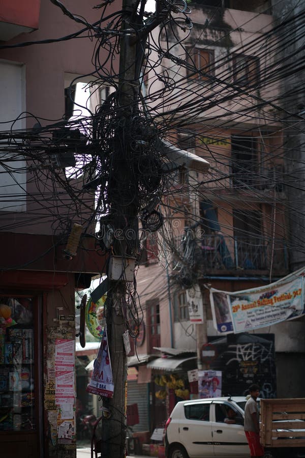 Electrical Wire Cable Tangled and Chaos at Thamel Street, Nepal ...