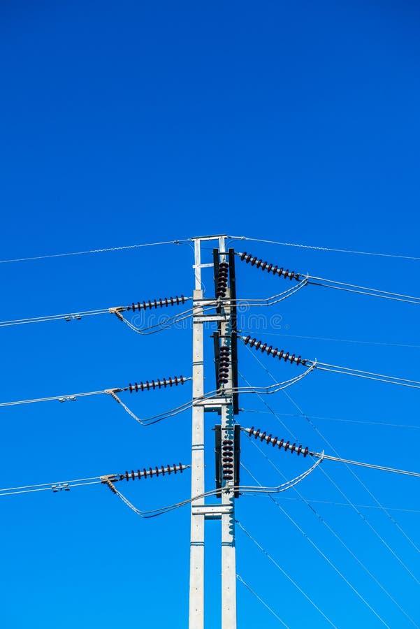 Electrical Wire on Pole with Blue Sky Stock Photo - Image of business ...