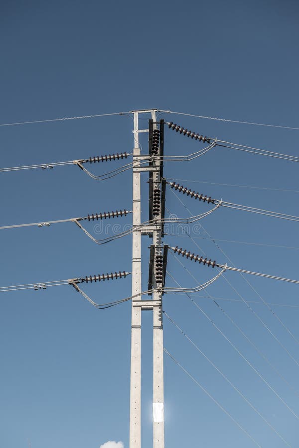 Electrical Wire on Pole with Blue Sky Stock Photo - Image of business ...