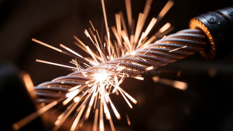 Sparks Flying from Frayed Wire, Generative Ai Stock Illustration ...