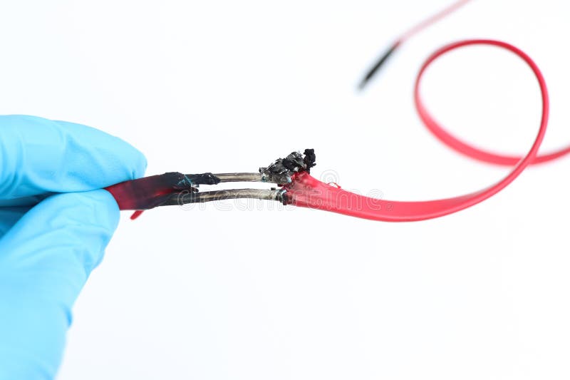 The Electrical Wire Was Burned Cause Electrical Leak Stock Image ...