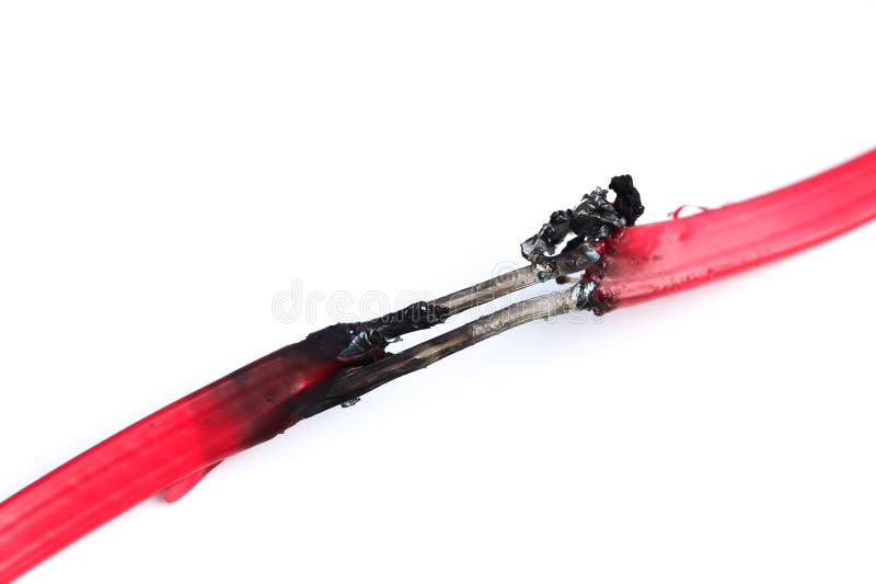 The Electrical Wire Was Burned Cause Electrical Leak Stock Photo ...