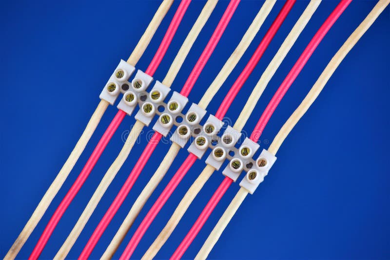 Electrical Wires are Connected by Clamping Terminals. Wiring for Power ...