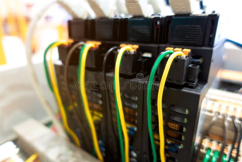 Electrical Wires Connected To Connectors Stock Image - Image of panel ...