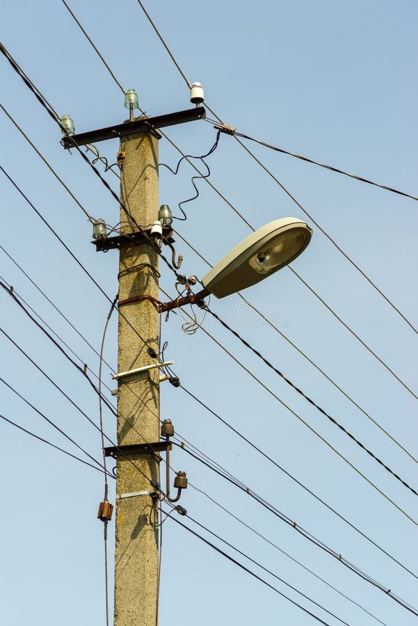 Electrical Wires and Connection on an Electric Post Stock Image - Image ...