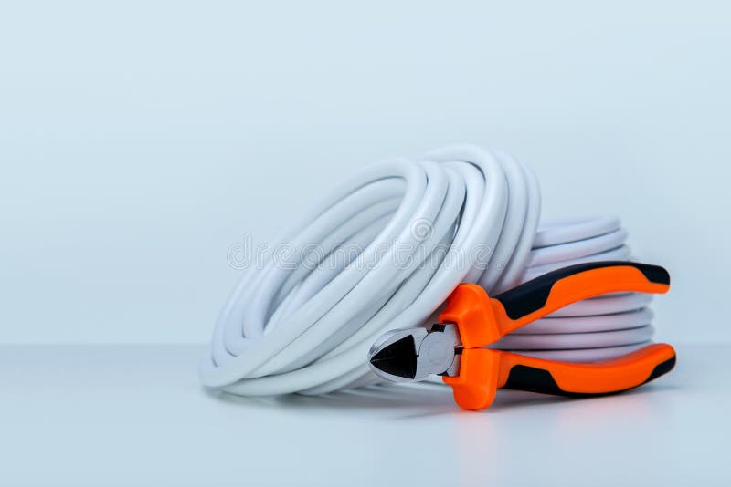 Electrical Wires on the Table with Copy Space. Stock Image - Image of ...