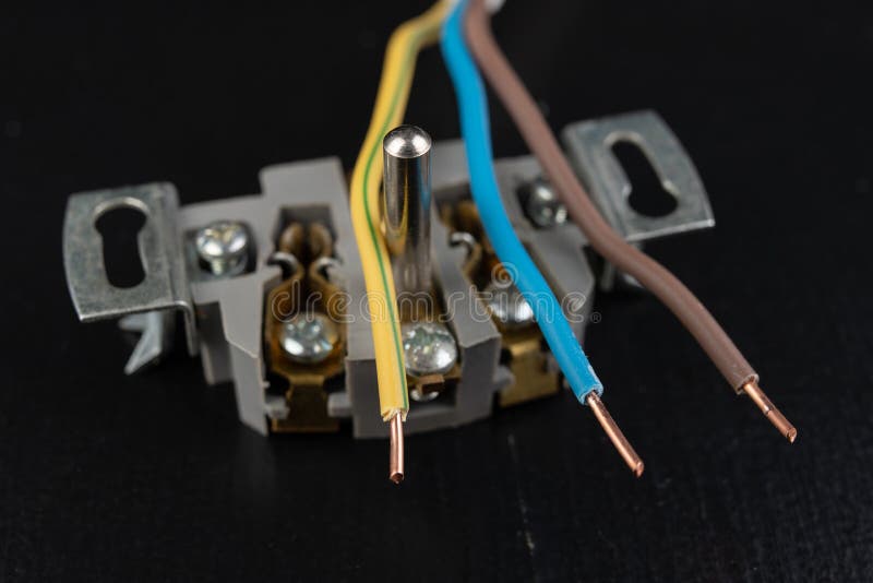 Electrical Wires Mounted To an Electrical Outlet. Electrical ...