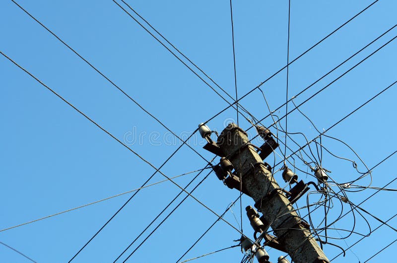 Electrical wires on pillar stock photo. Image of electricity - 87888260