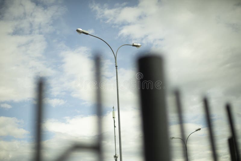 Electrical Wires and Pole. City Light Stock Image - Image of ...