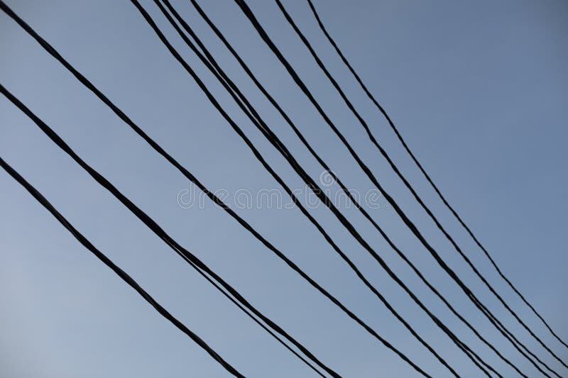 Electrical Wires on Pole. Many Wires Against Sky Stock Image - Image of ...