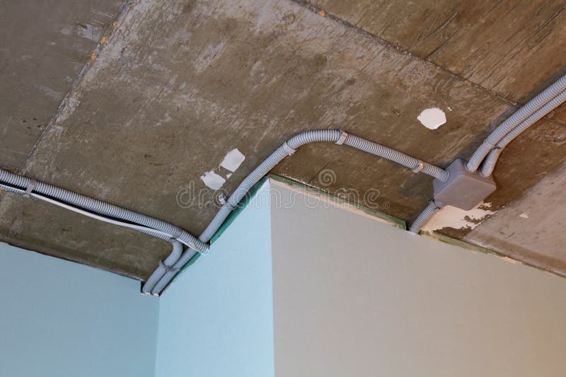 The Electrical Wires in the Protective Corrugated Cable Tube and the ...