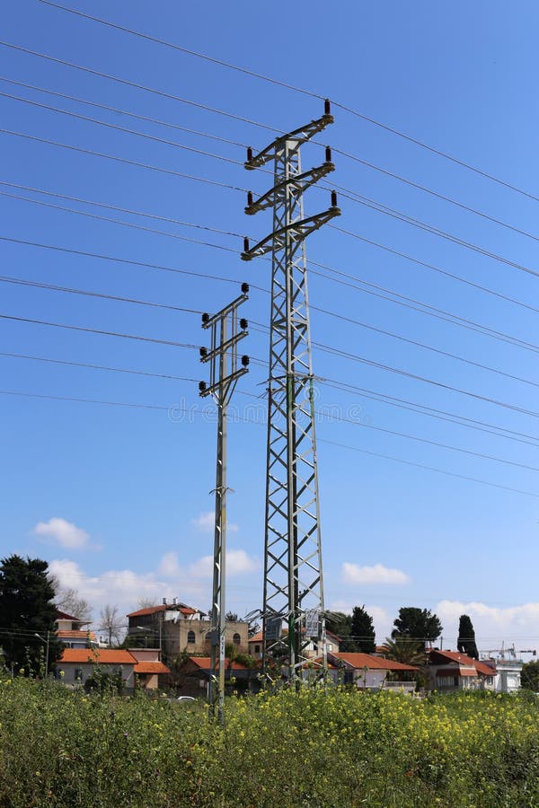 Electrical Wires on the Support Which is Electricity Stock Photo ...