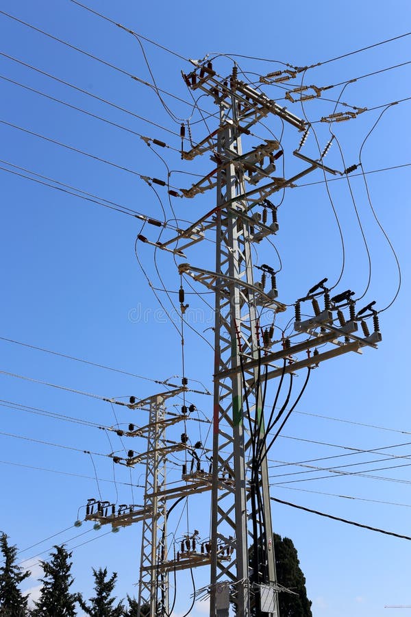 Electrical Wires on the Support Which is Electricity Stock Image ...